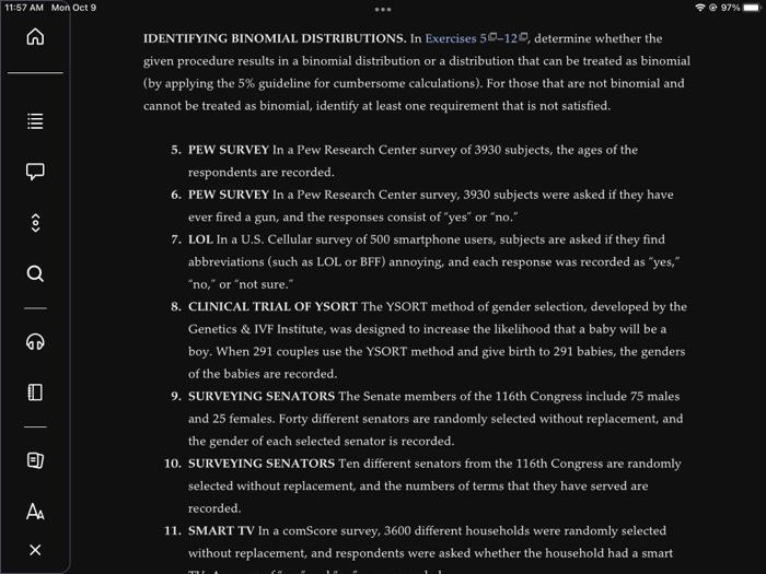 Solved IDENTIFYING BINOMIAL DISTRIBUTIONS. In Exercises | Chegg.com
