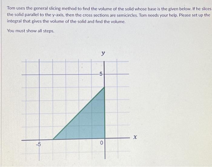 Solved Tom uses the general slicing method to find the | Chegg.com