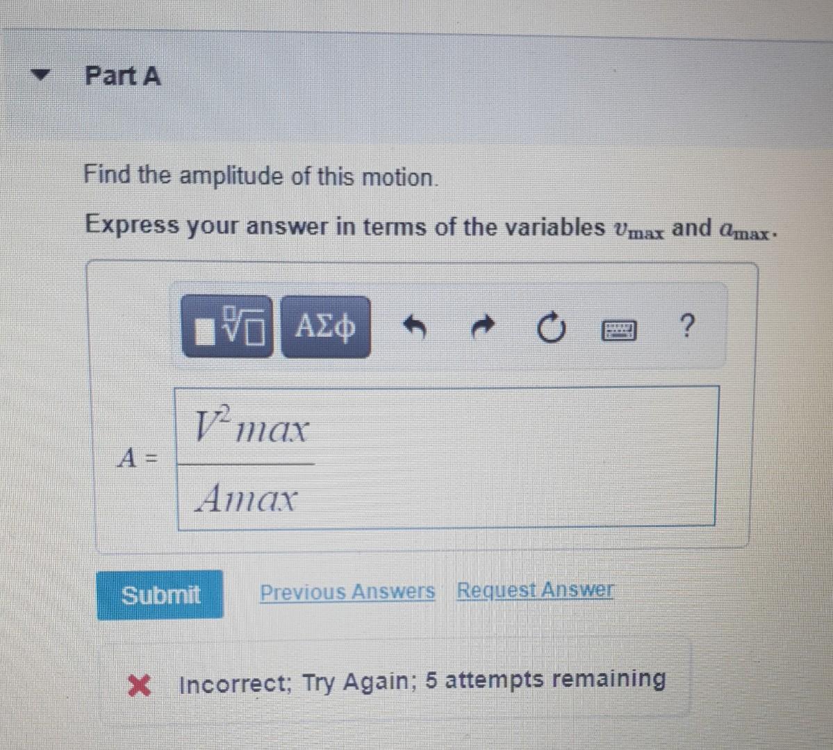Solved An object executing simple harmonic motion has a | Chegg.com
