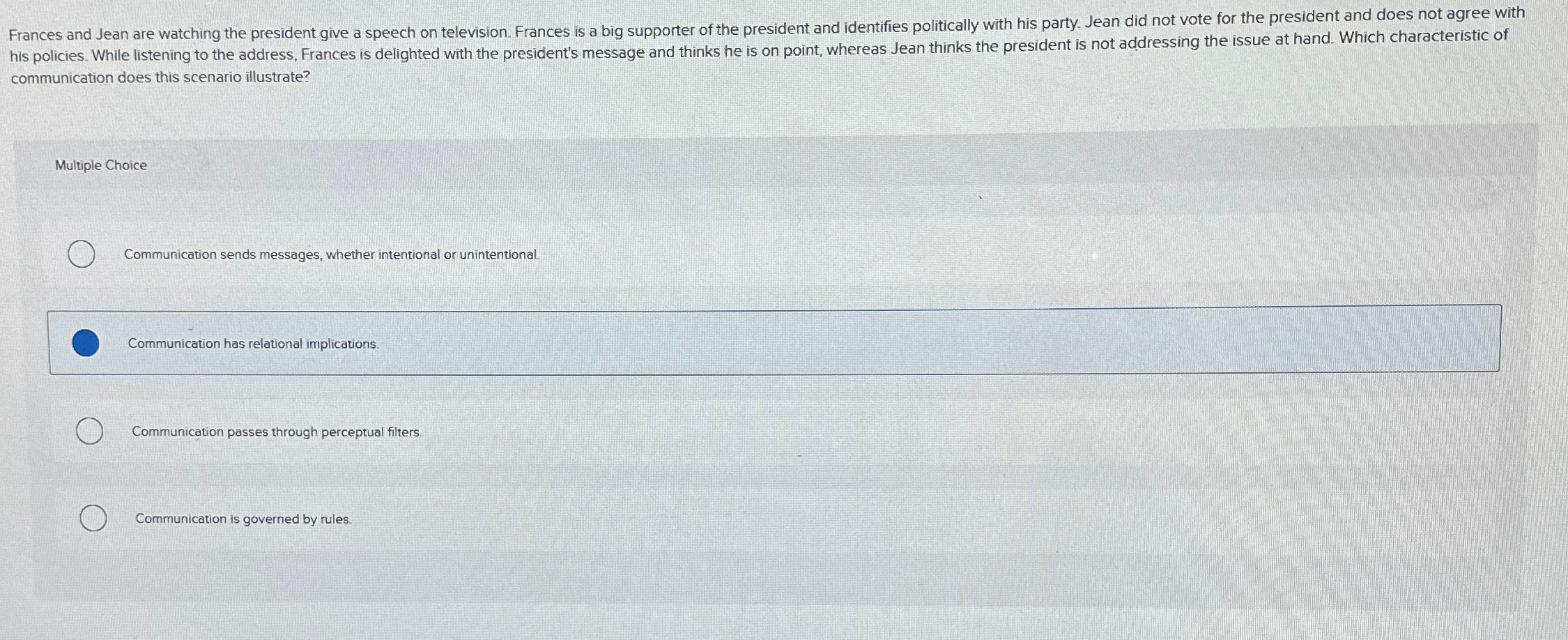 Solved communication does this scenario illustrate?Multiple | Chegg.com