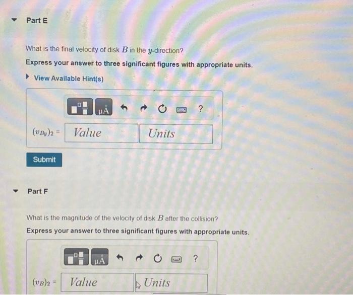 Solved Learning Goal: Two disks collide with the initial | Chegg.com