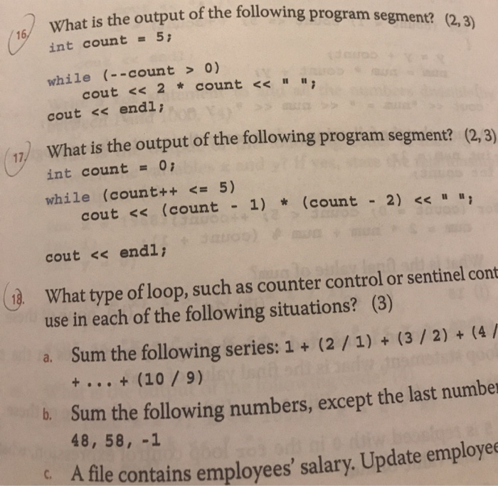 Solved ut of the following program segment? (2,3) What is | Chegg.com