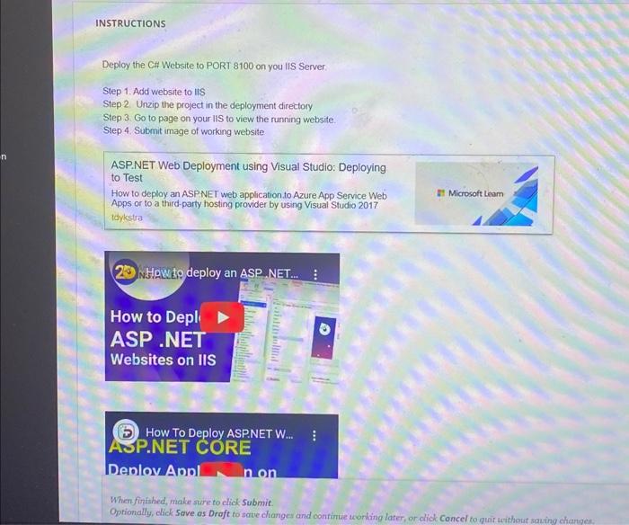 Solved Deploy the CH Website to PORT 8100 on you IIS Server. | Chegg.com
