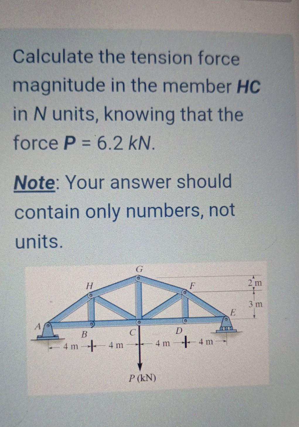 Solved Calculate the tension force magnitude in the member | Chegg.com