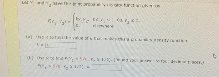 Solved Let Y1 and Y2 have the joint probability density | Chegg.com