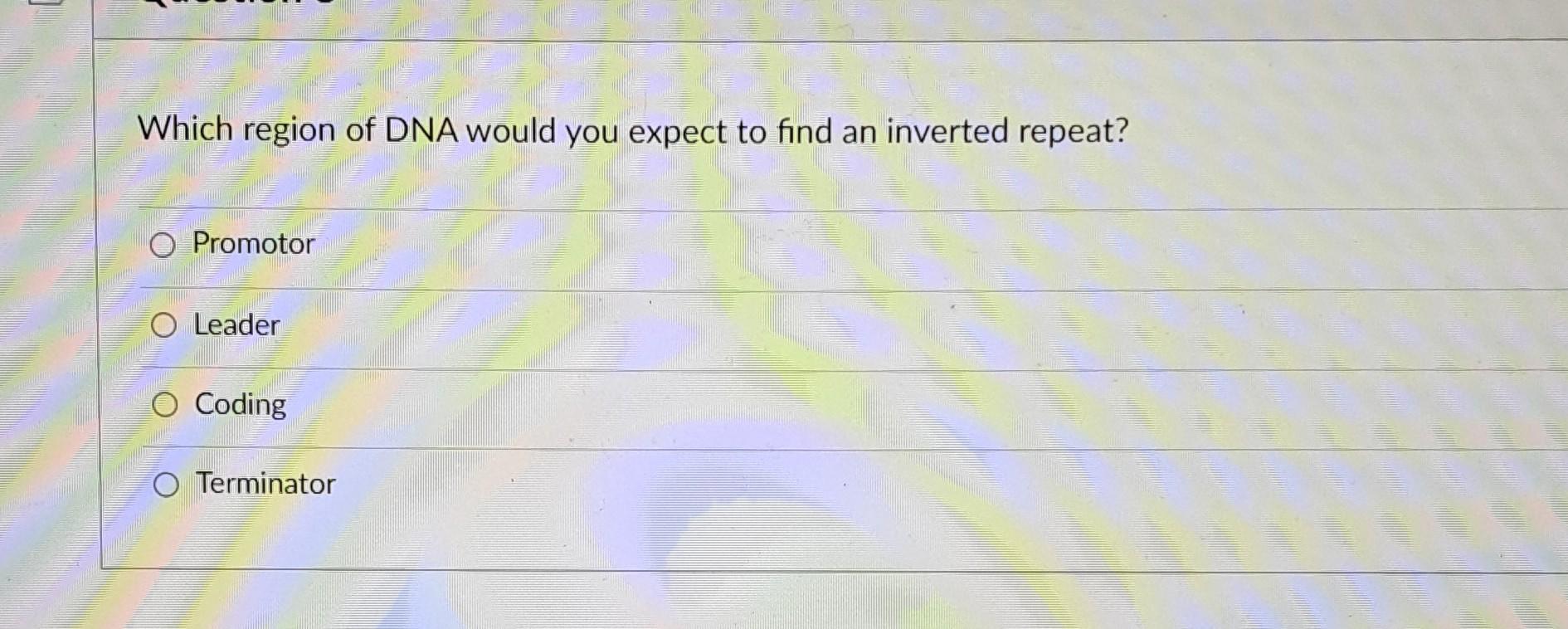 Solved Which region of DNA would you expect to find an | Chegg.com