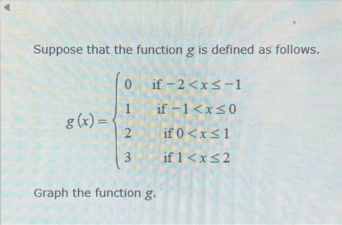 Solved Suppose that the function g is defined as follows. | Chegg.com