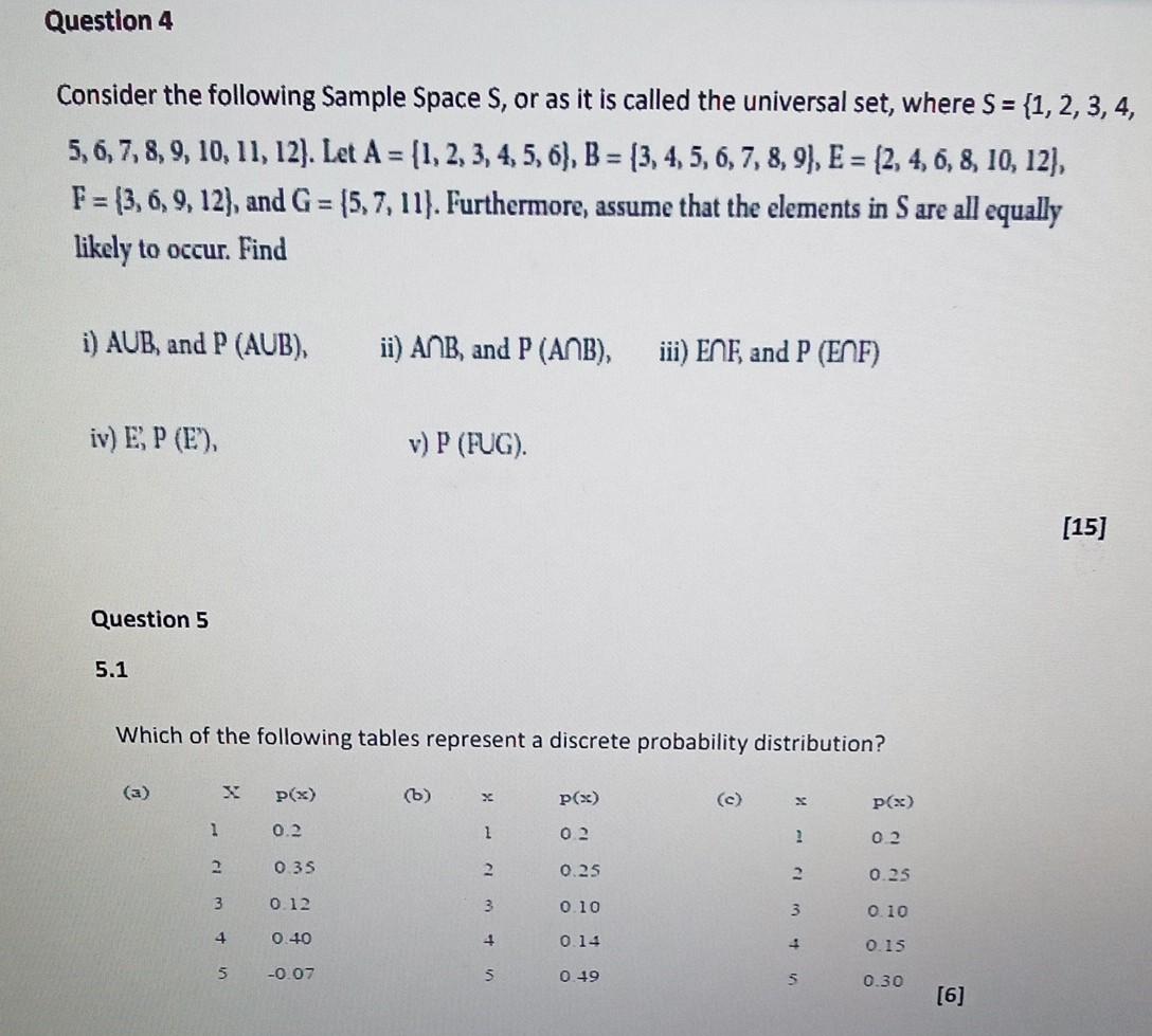 Solved Consider the following Sample Space S, or as it is | Chegg.com