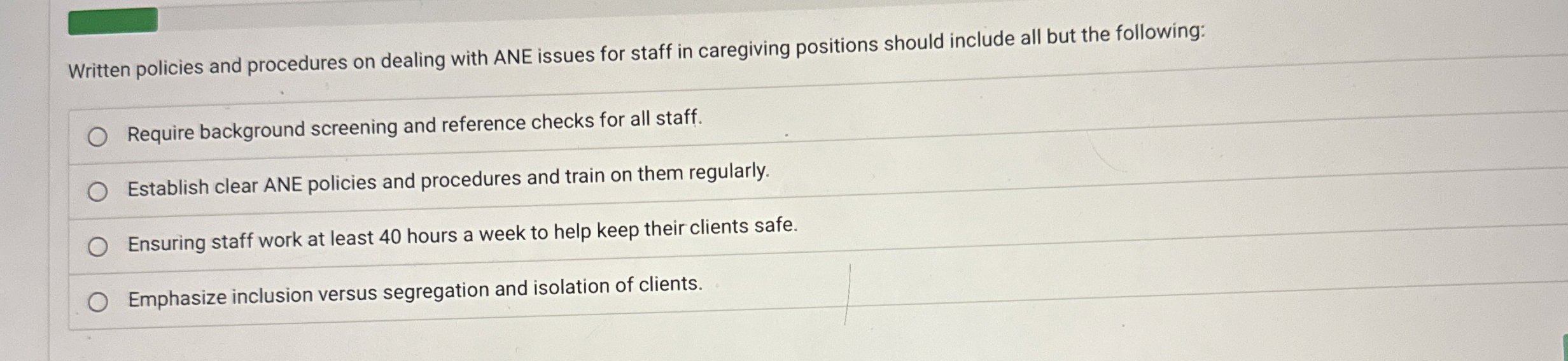 Solved Written policies and procedures on dealing with ANE | Chegg.com