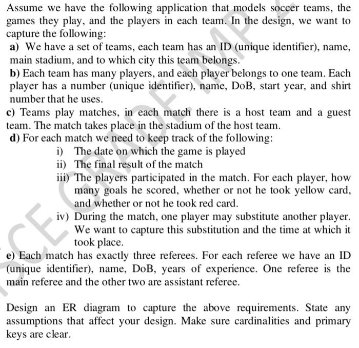 Assume we have the following application that models | Chegg.com