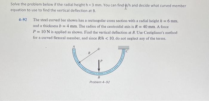 Solved Solve the problem below if the radial height h=3 mm. | Chegg.com