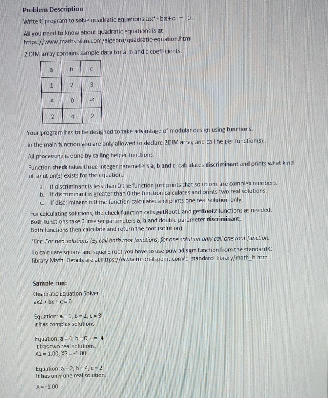 Solved Problem Description Write C Program To Solve Chegg