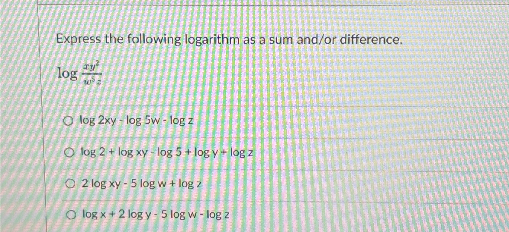 Solved Express the following logarithm as a sum and/or | Chegg.com