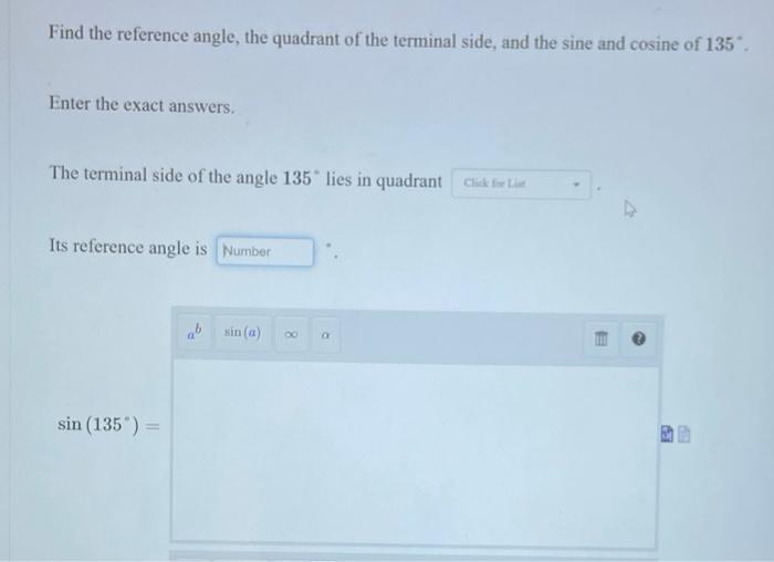 Solved Find the reference angle, the quadrant of the | Chegg.com