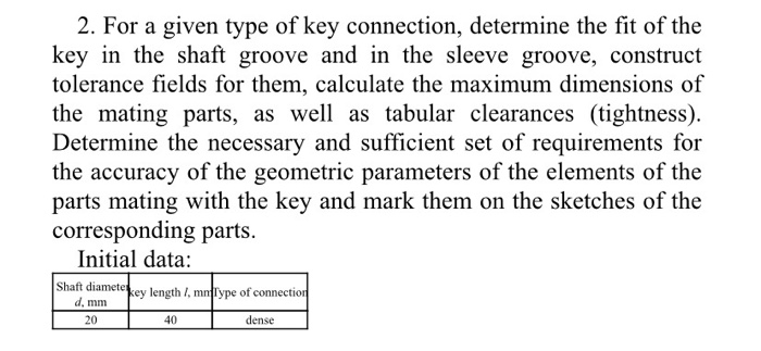 Solved 2. For a given type of key connection, determine the | Chegg.com