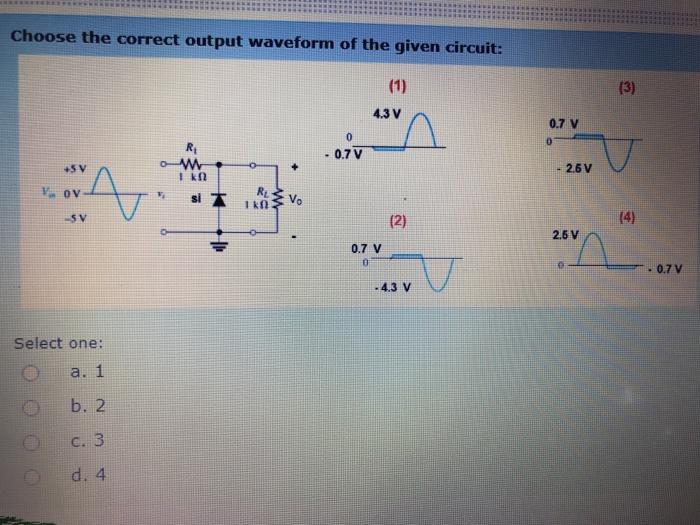 Solved Choose the correct output waveform of the given | Chegg.com