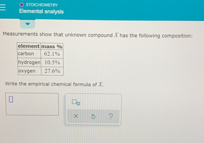 Solved O STOICHIOMETRY Elemental analysis Measurements show | Chegg.com