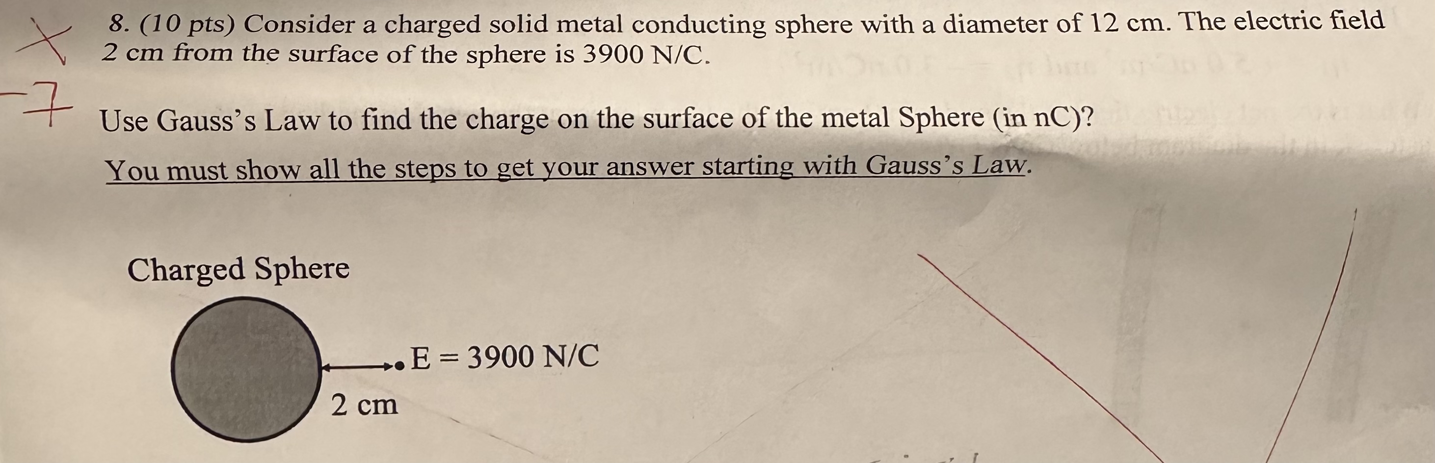 Solved (10 ﻿pts) ﻿Consider a charged solid metal conducting | Chegg.com
