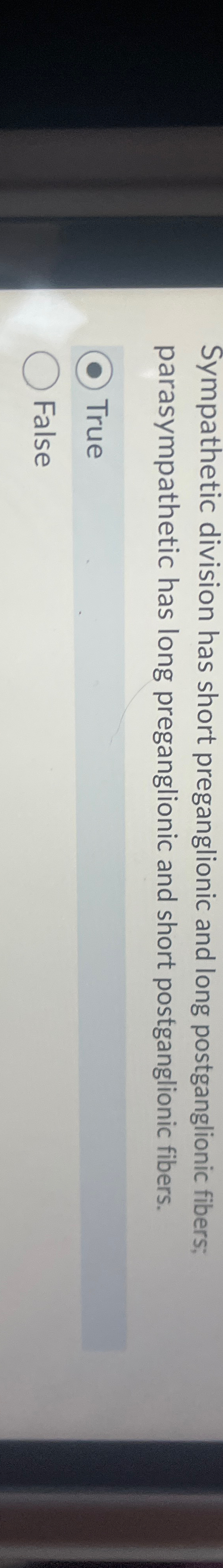 Solved Sympathetic division has short preganglionic and long | Chegg.com