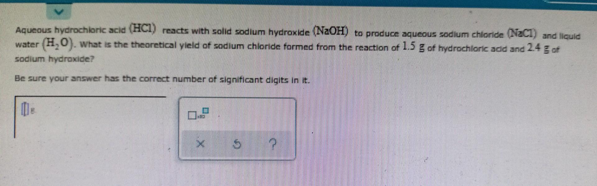 Solved Aqueous hydrochloric acid (HCI) reacts with sold | Chegg.com