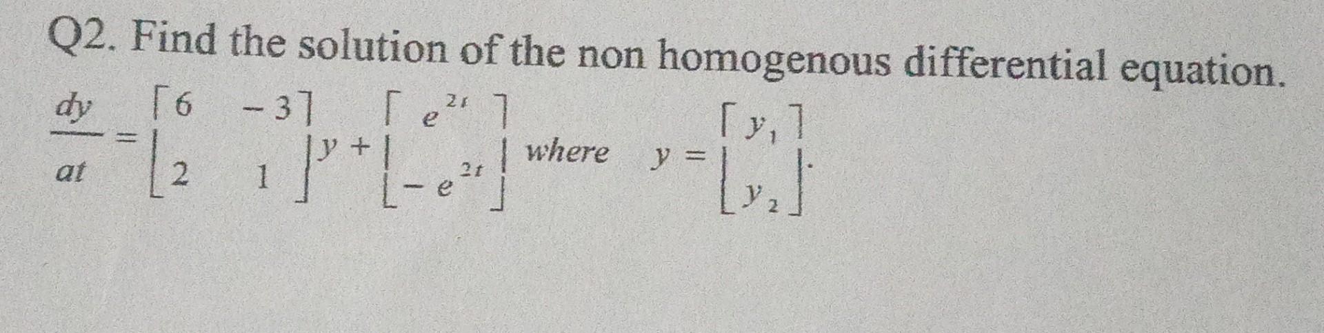 Solved Q2. Find the solution of the non homogenous | Chegg.com