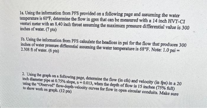 Solved 1a. Using the information from PFS provided on a | Chegg.com