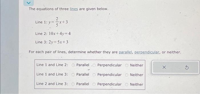 Solved The equations of three lines are given below. Line 1: | Chegg.com