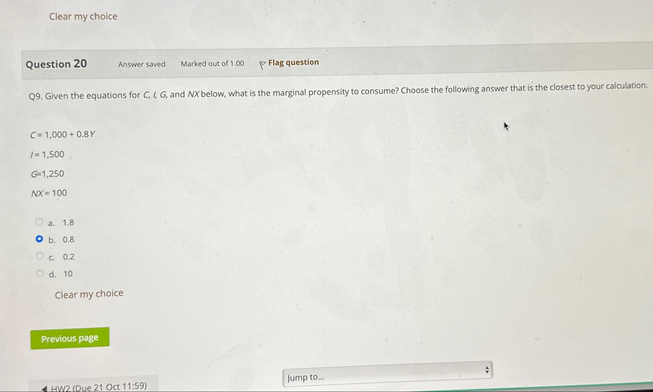 Solved Clear my choiceQuestion 20Answer savedMarked out of | Chegg.com