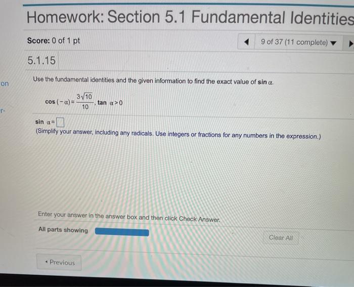Solved Homework: Section 5.1 Fundamental Identities Score: 0 | Chegg.com