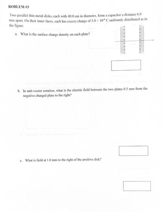 Solved Two parallel thin metal disks, each with 40.0 cm in | Chegg.com