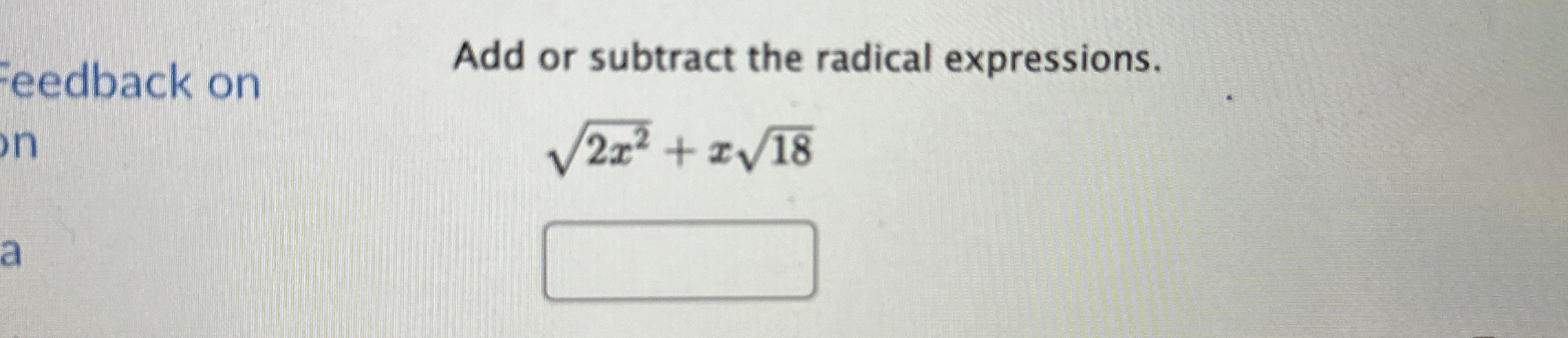 Solved eedback onAdd or subtract the radical | Chegg.com