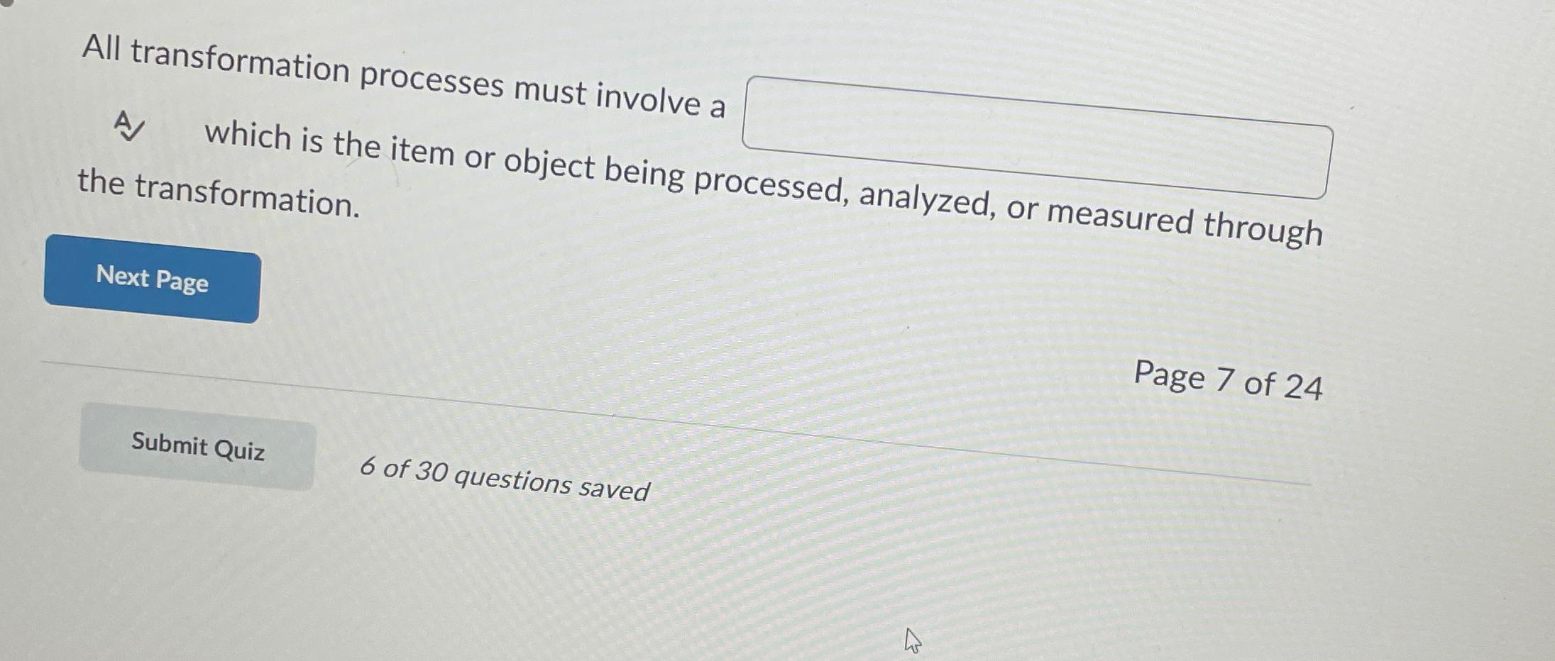 Solved All transformation processes must involve aA which is | Chegg.com