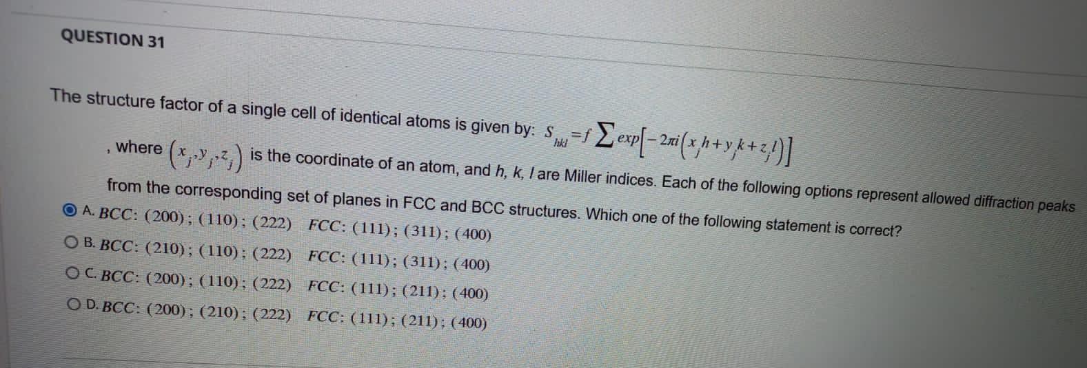Solved The structure factor of a single cell of identical | Chegg.com