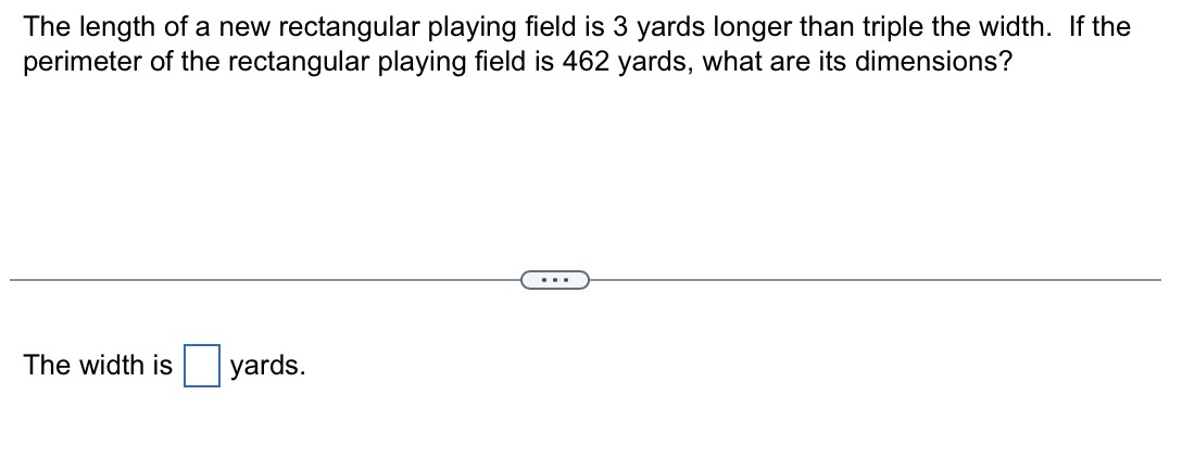 Solved The length of a new rectangular playing field is 3 | Chegg.com