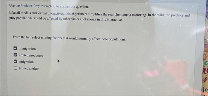 Solved Use the Predator-Prey interactive to answer the | Chegg.com