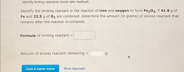 Solved Identify limiting reactants (mole ratio method). | Chegg.com