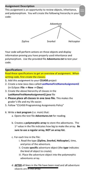 Solved Assignment Description This assignment is an | Chegg.com