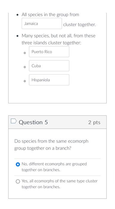 Solved - All species in the group from cluster together. - | Chegg.com