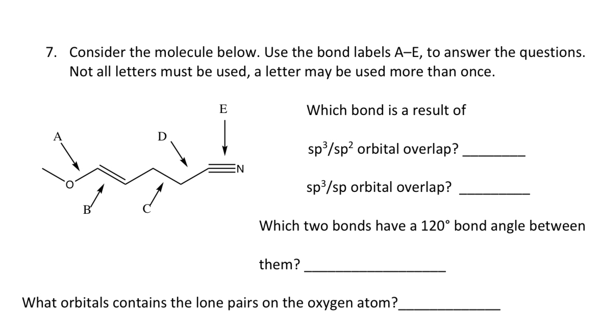 Solved Consider the molecule below. Use the bond labels A-E, | Chegg.com