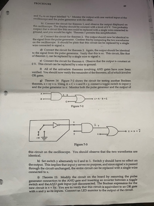 Solved Experiment 7 BOOLEAN THEOREMS OBJECTIVES 1. To verify | Chegg.com