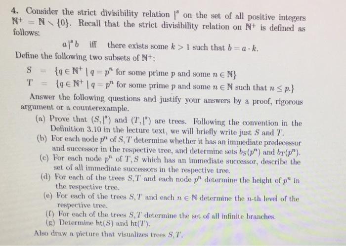 Solved n 4. Consider the strict divisibility relation l' on | Chegg.com