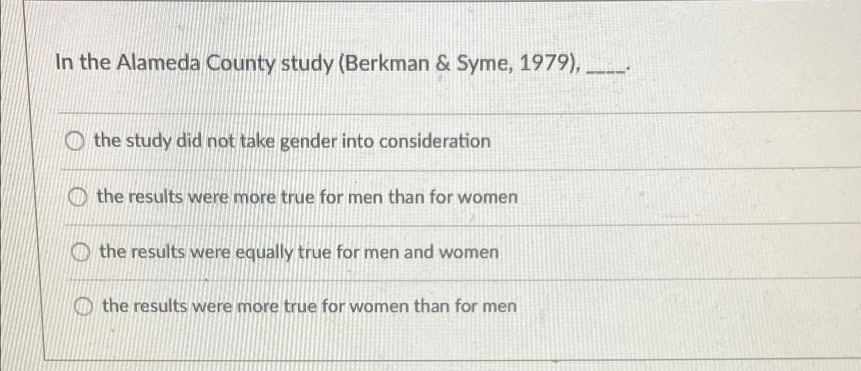 Solved In the Alameda County study (Berkman & Syme, | Chegg.com