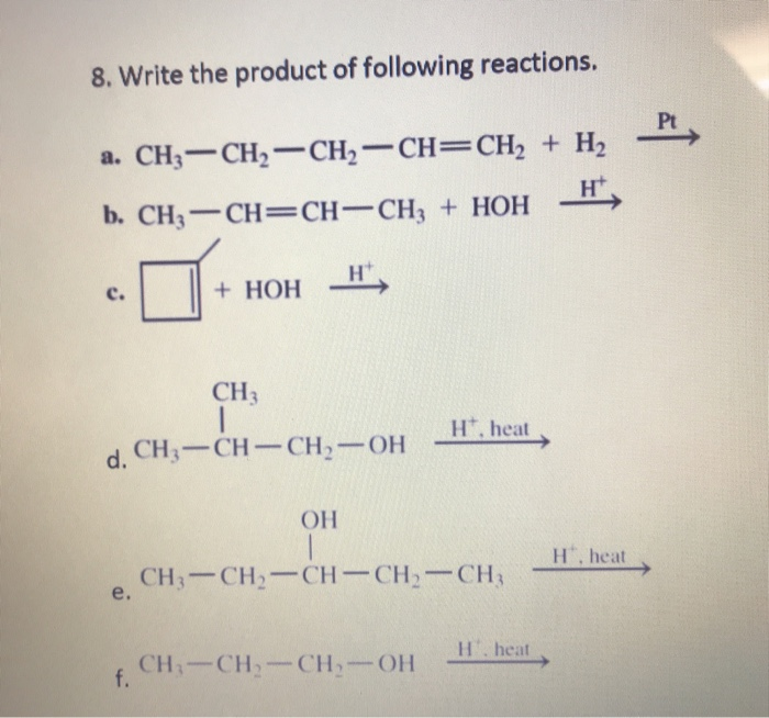 Solved 8. Write the product of following reactions. a. CH3 - | Chegg.com