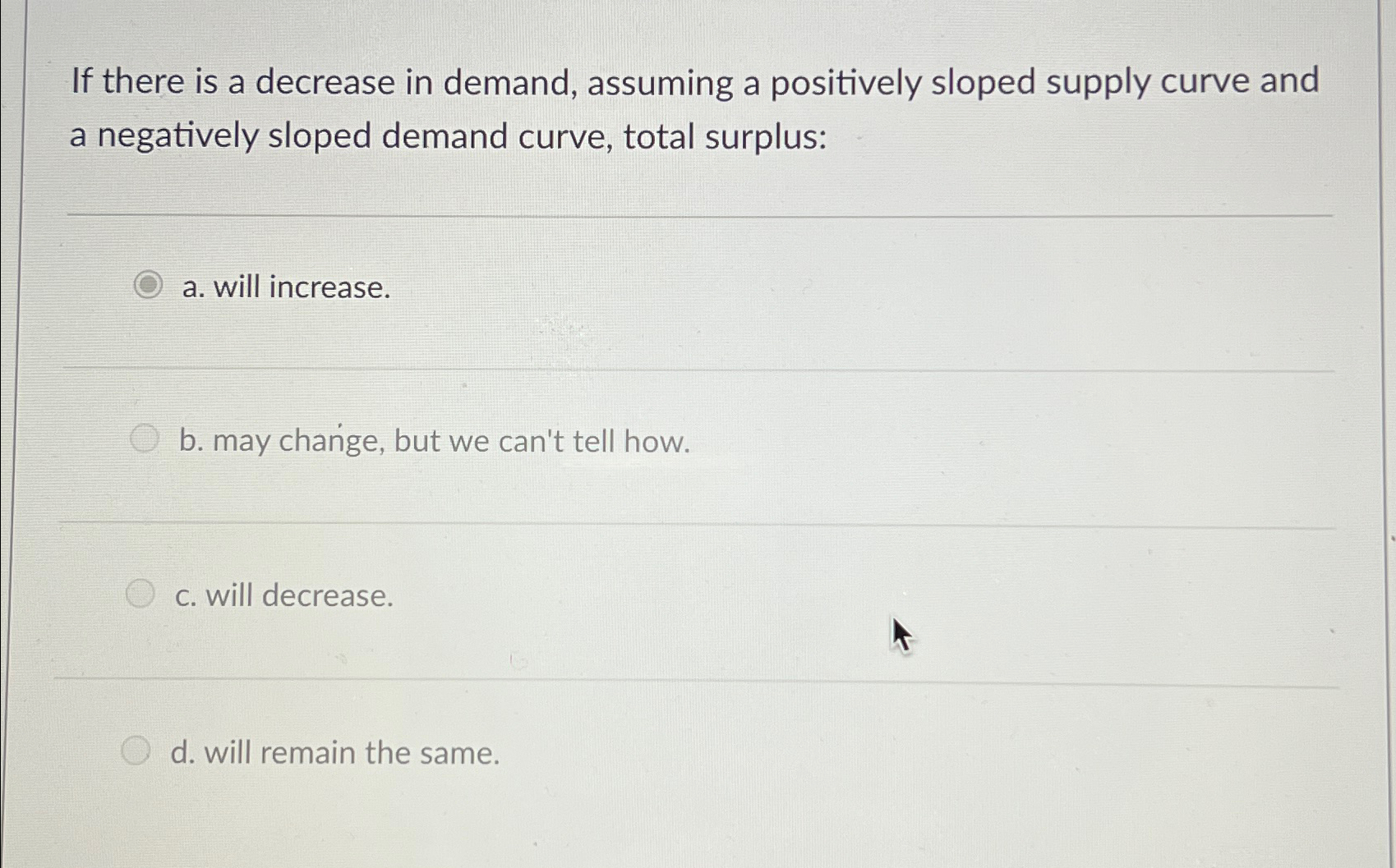 Solved If there is a decrease in demand, assuming a | Chegg.com