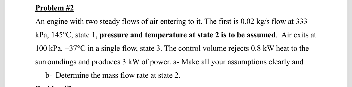 Solved Problem #2An engine with two steady flows of air | Chegg.com
