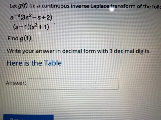 Solved Let g(0) be a continuous inverse Laplace transform of | Chegg.com