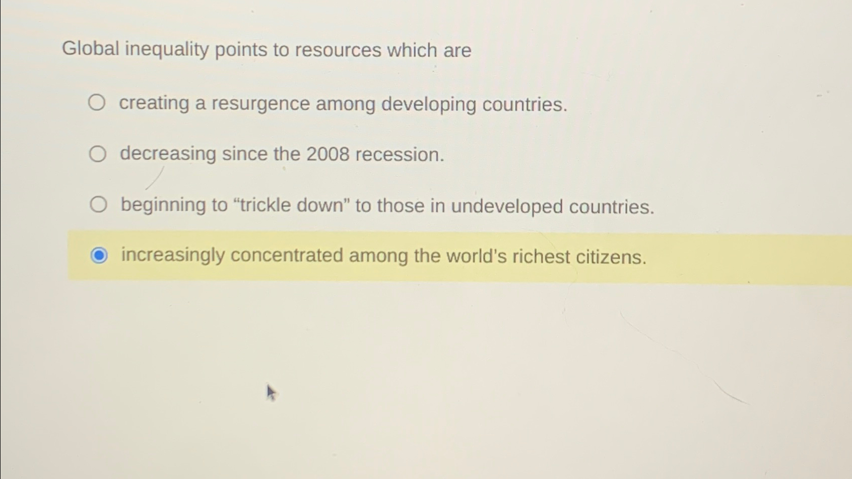 Solved Global inequality points to resources which | Chegg.com