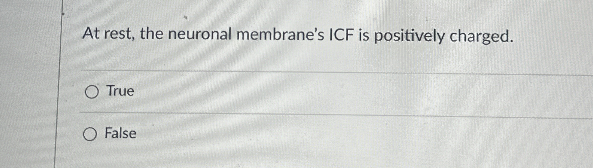 Solved At rest, the neuronal membrane's ICF is positively | Chegg.com