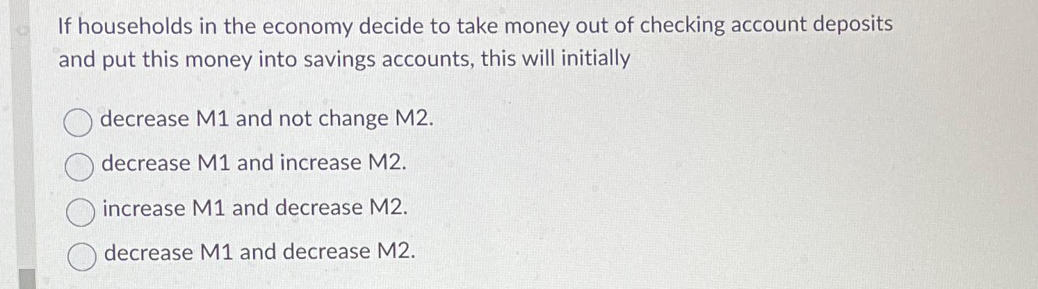 Solved If households in the economy decide to take money out | Chegg.com