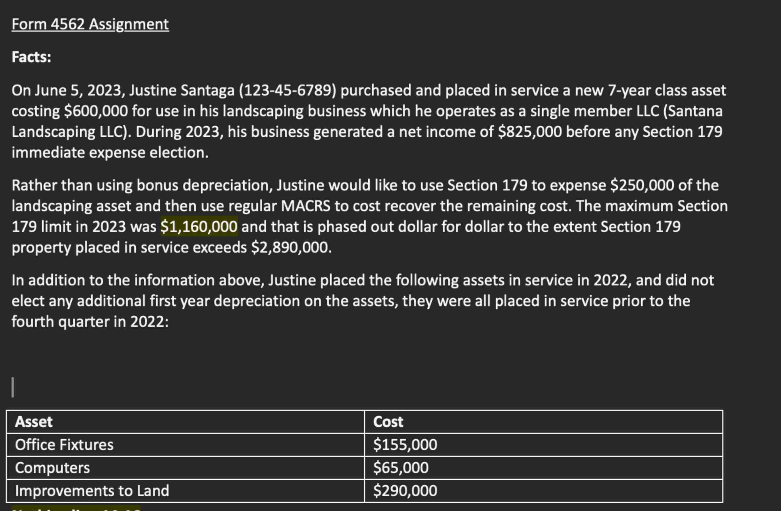 Solved Please you use 2023 ﻿Tax Form 4562 ﻿to complete | Chegg.com